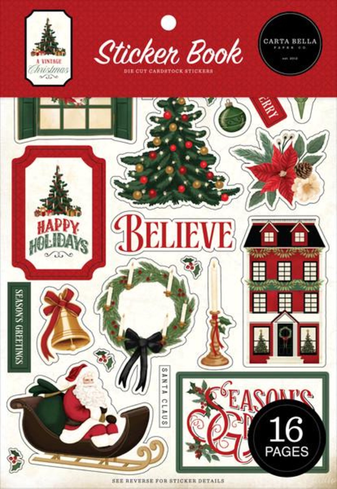 Carta Bella A Vintage Christmas Sticker Book - Etsy