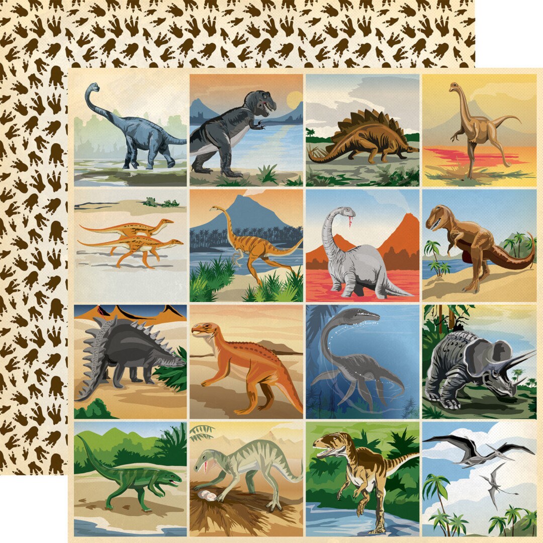 Carta Bella Dinosaurs Scrapbook Paper - 3x3 Journaling Cards - Etsy