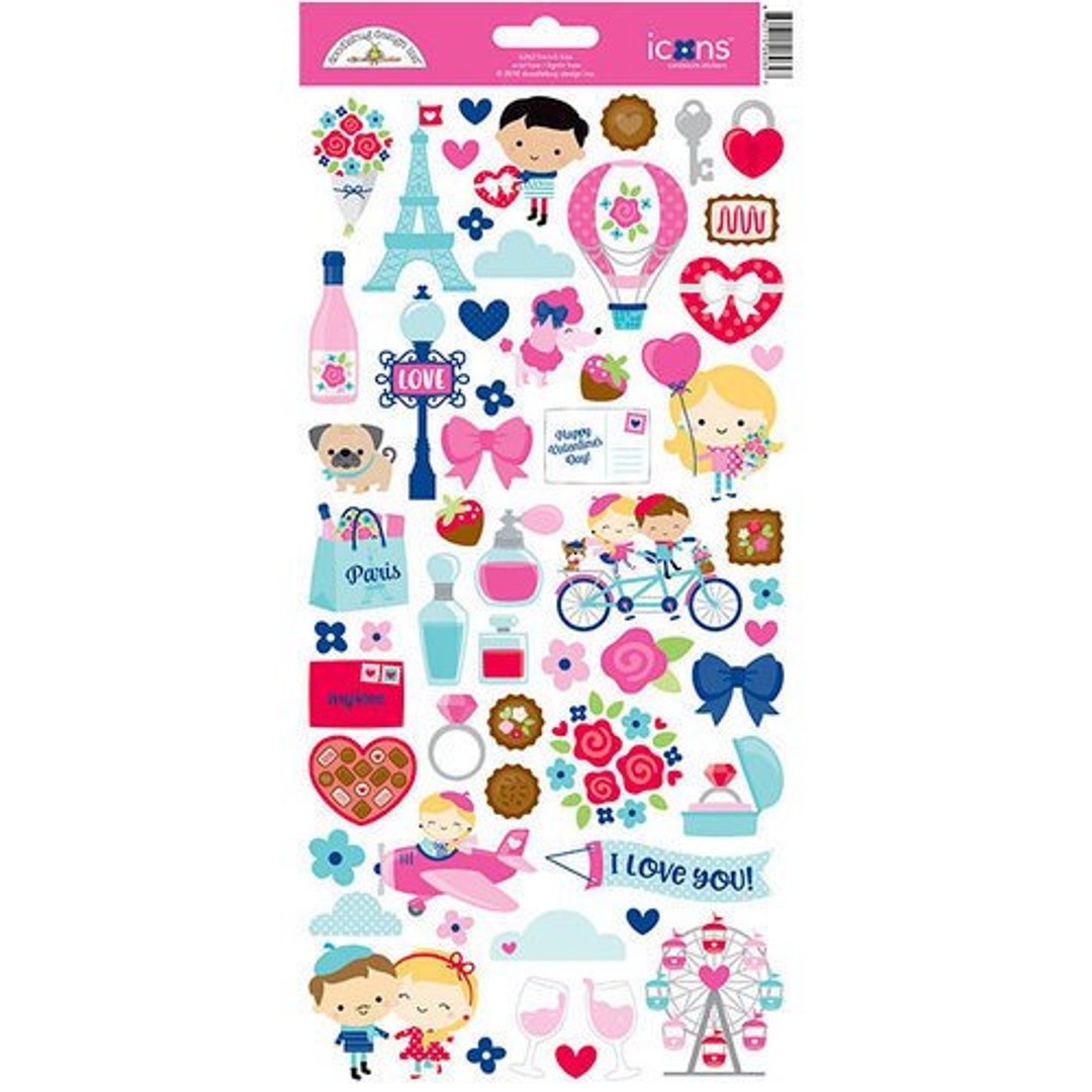 Doodlebug French Kiss Stickers - Icons - Etsy