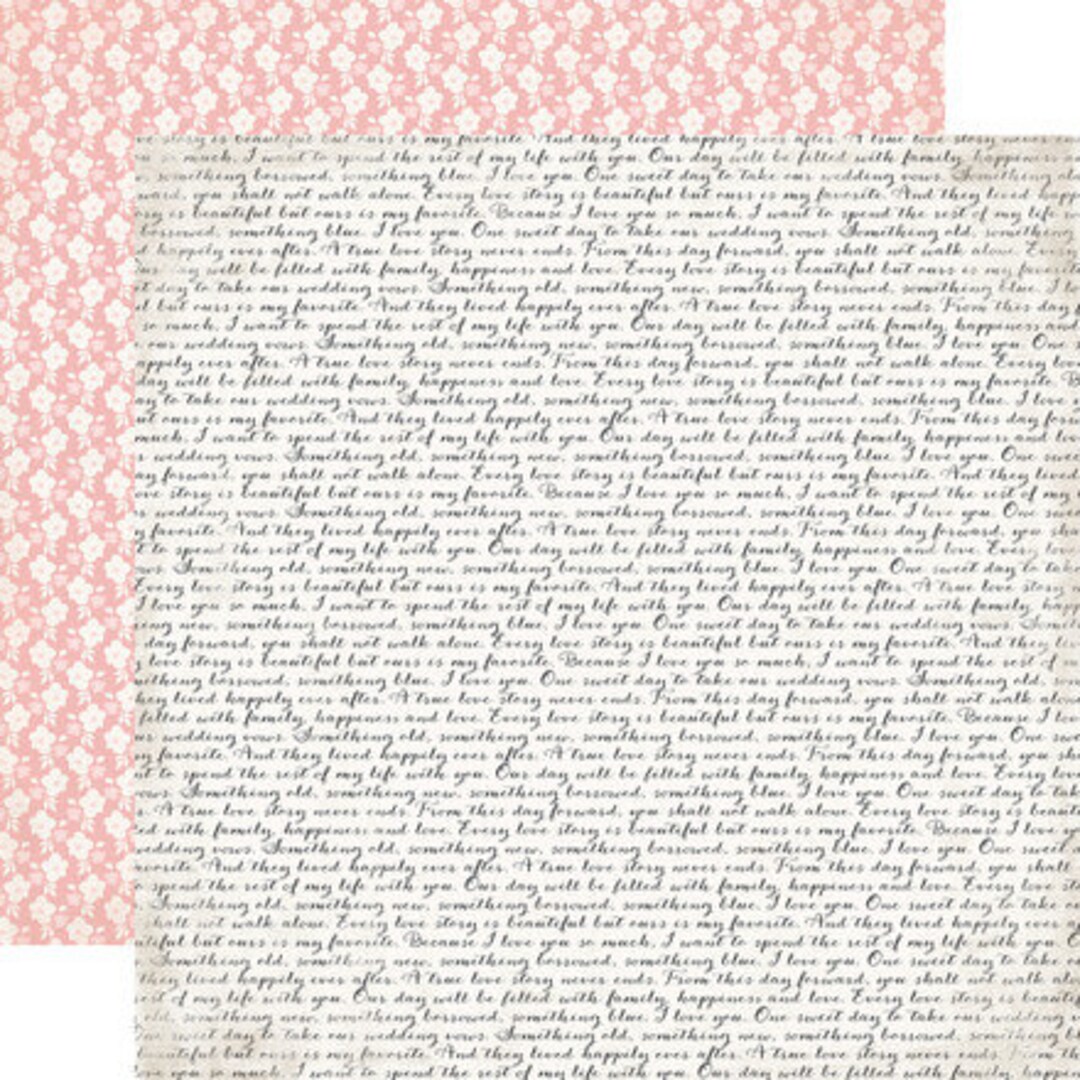 Echo Park Paper - Wedding Bliss- Wedding Script 12x12 Scrapbook Paper ...