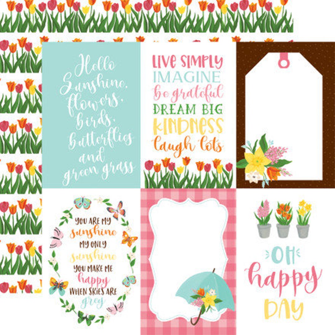 Echo Park Paper - I Love Spring - 4x6 Journaling Cards 12x12 Scrapbook ...