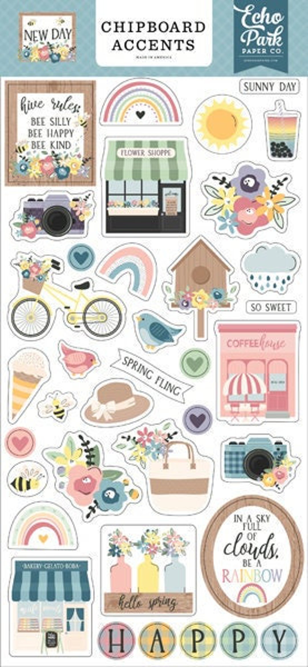 Echo Park New Day Chipboard Stickers - Etsy