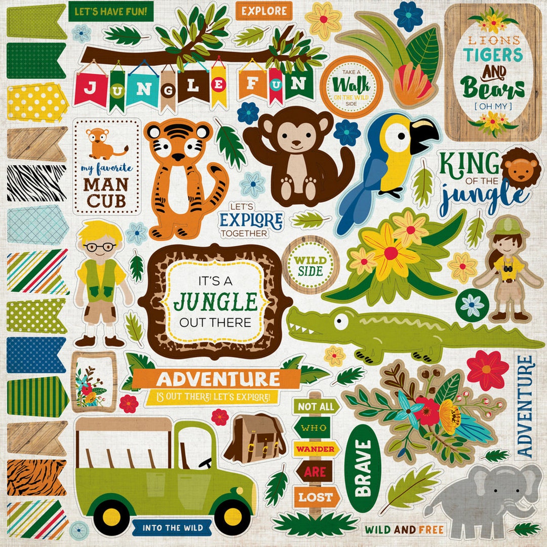 Echo Park Jungle Safari Element Stickers - Etsy