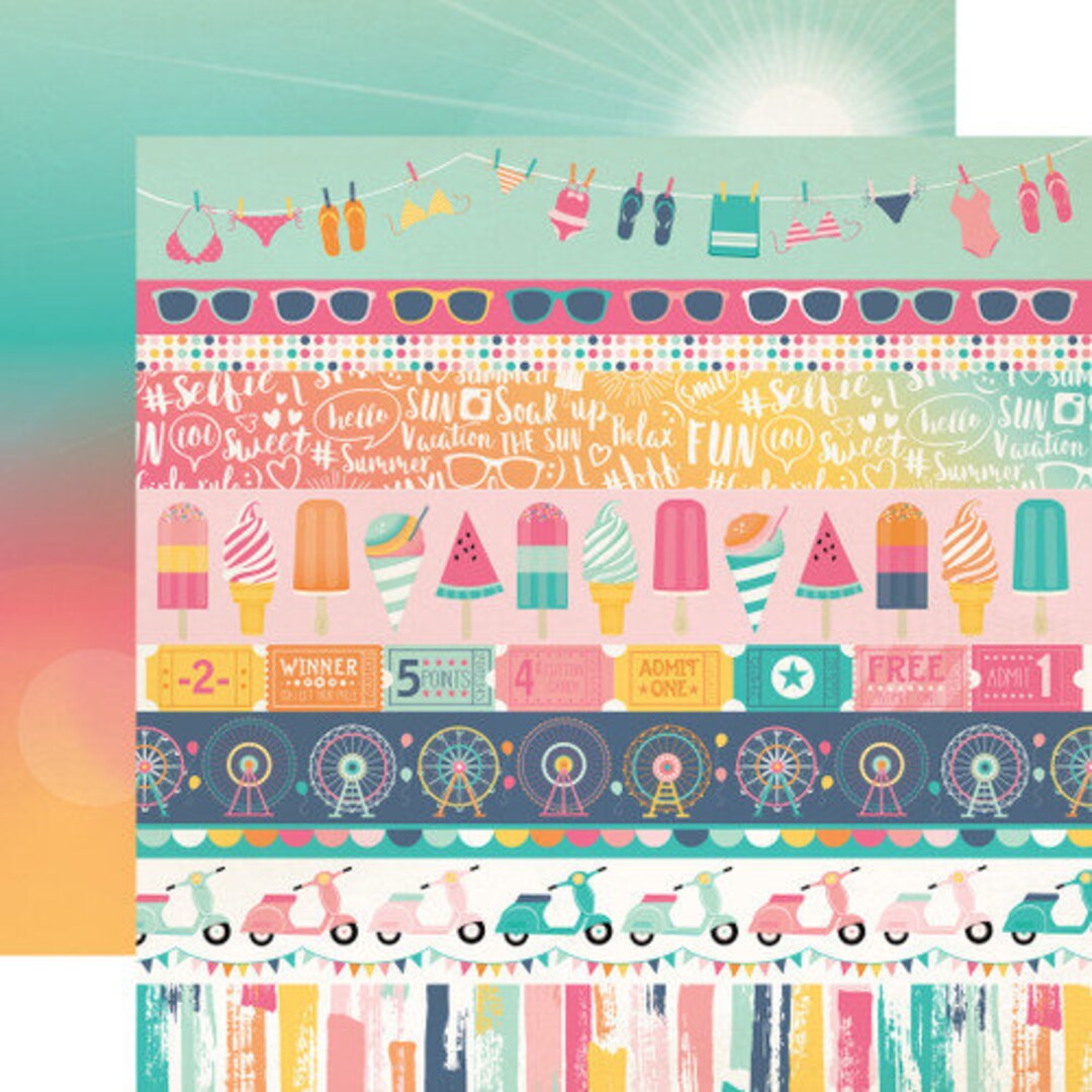 Echo Park Paper - Summer Dreams - Border Strips 12x12 Scrapbook Paper ...