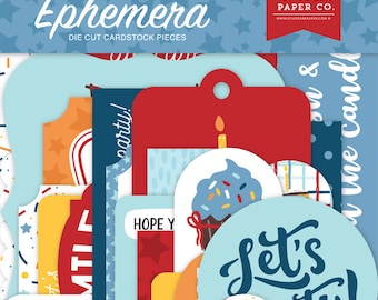Echo Park Paper Co. A BIRTHDAY Wish Boy Collection Ephemera, 33 Die Cut ...