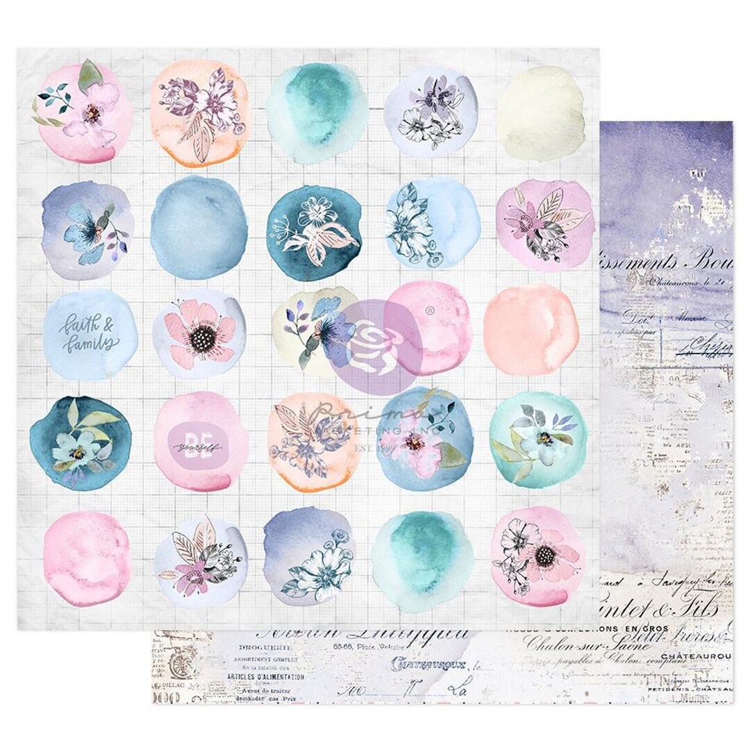 Prima Floral Watercolor Floral Watercolor Drops Scrapbook Paper - Etsy