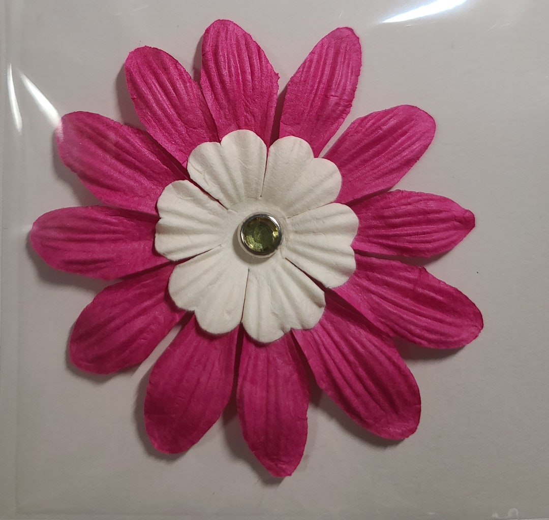 Hot Pink and Ivory Paper Flower 3.25 - Etsy