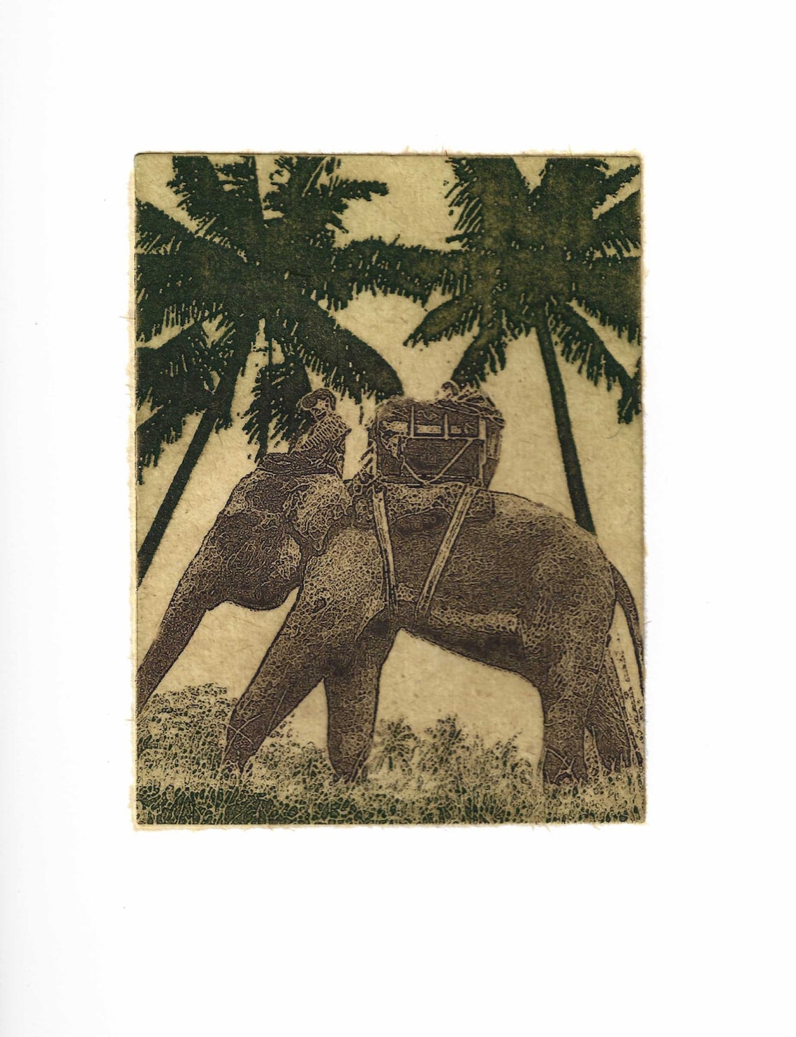 The Elephant’s Journey/ Etching / Solarplate / Original Hand Pulled - Etsy