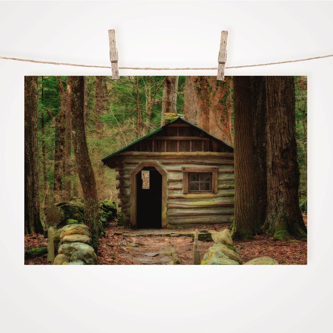 Log Cabin Wall Art Photography Print, Rustic Wall Decor for Guest Room ...