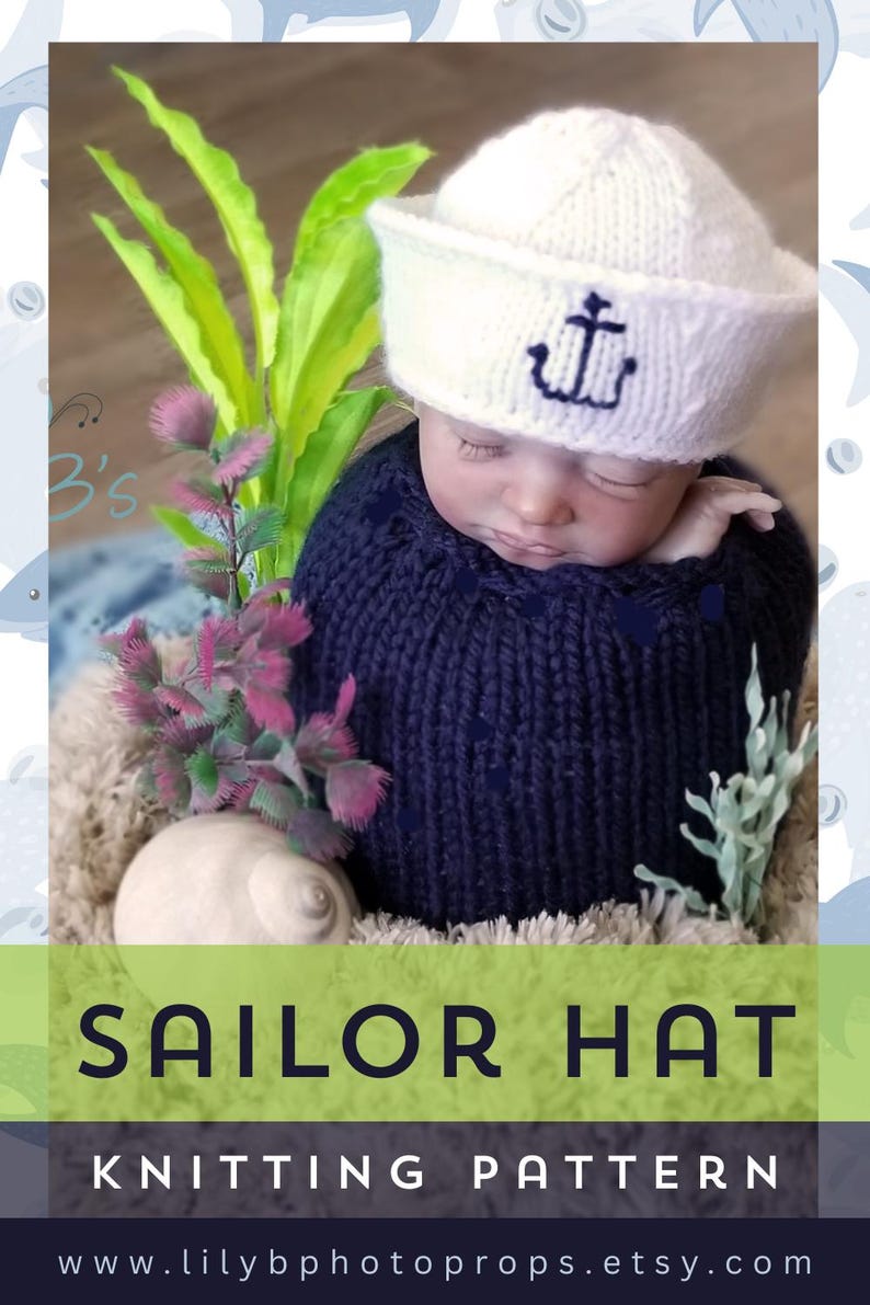 Sailor Hat Knitting Pattern for Newborn Babies, DIY Photography Props ...