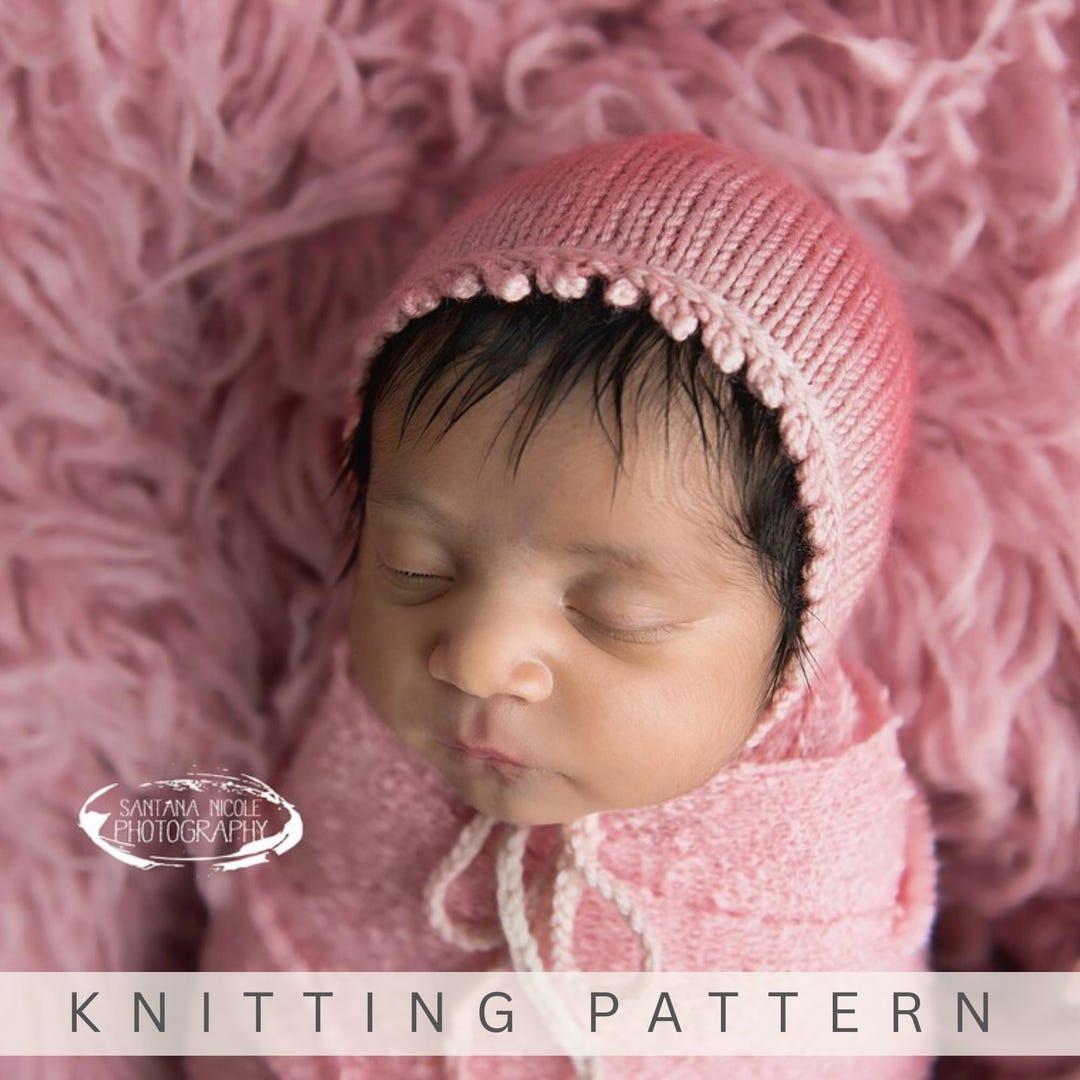 Picot Edge Baby Bonnet Knitting Pattern: Preemie to 12 Months (PDF ...