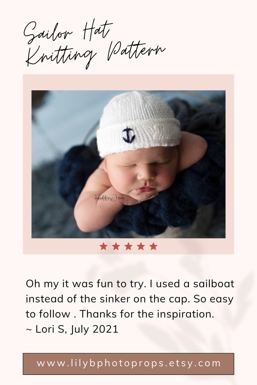 Sailor Hat Knitting Pattern for Newborn Babies, DIY Photography Props ...