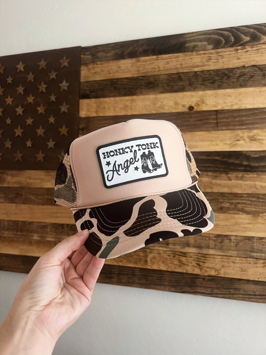 Honky Tonk Angel Patch Trucker Hat - Etsy