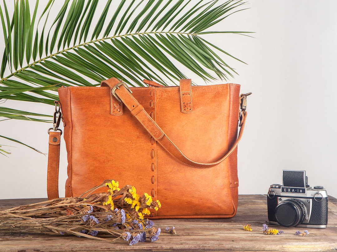 Leather Shoulder Bag for Women / Boho Rustic Leather Bag / Laptop ...