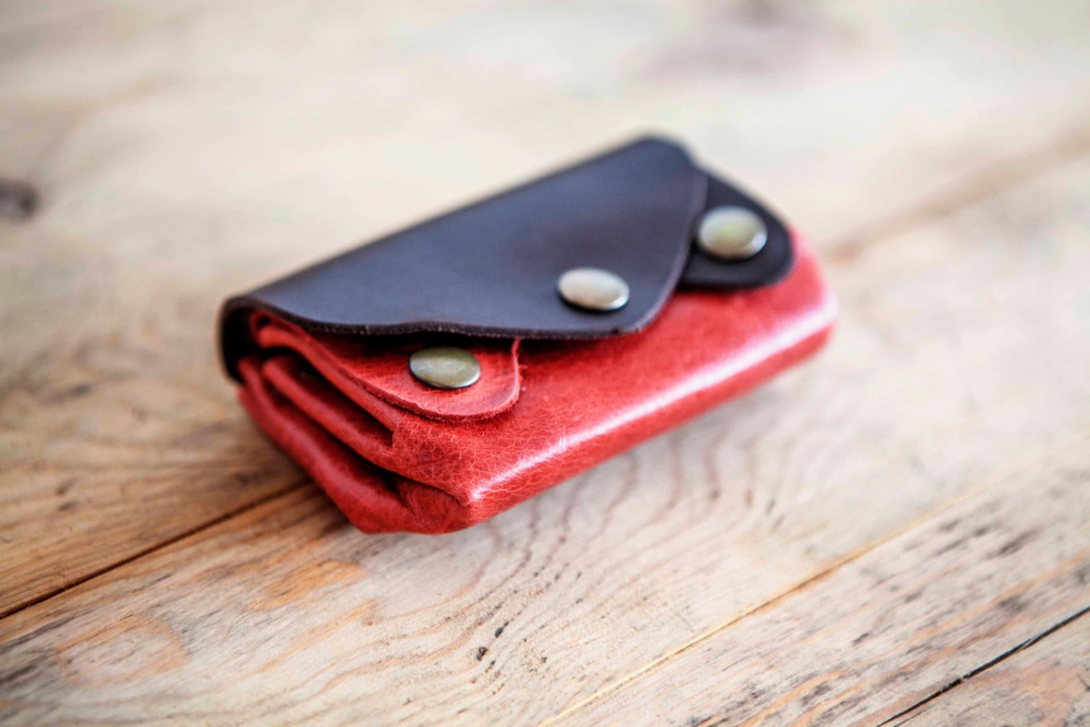 Red Leather Purse / Small Leather Wallet With Coins / Vintage - Etsy