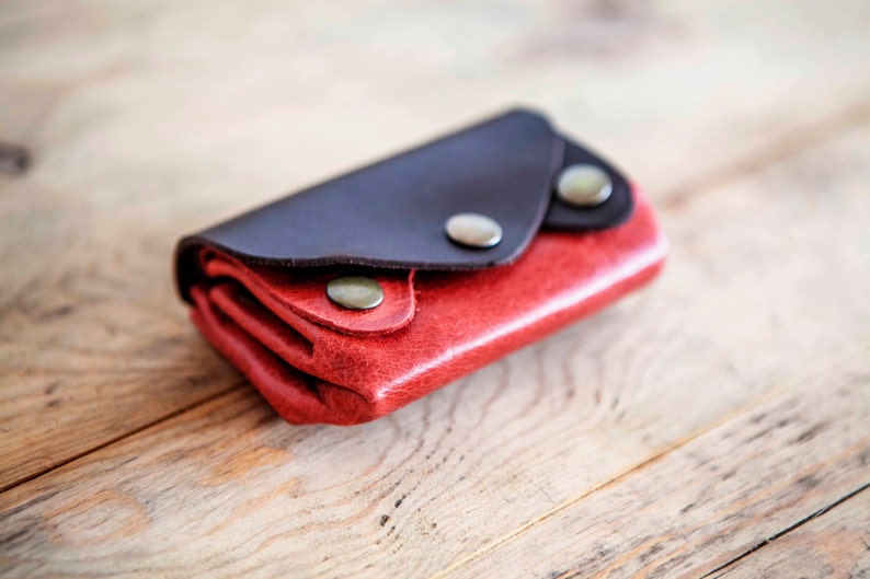Red Leather Purse / Small Leather Wallet With Coins / Vintage - Etsy