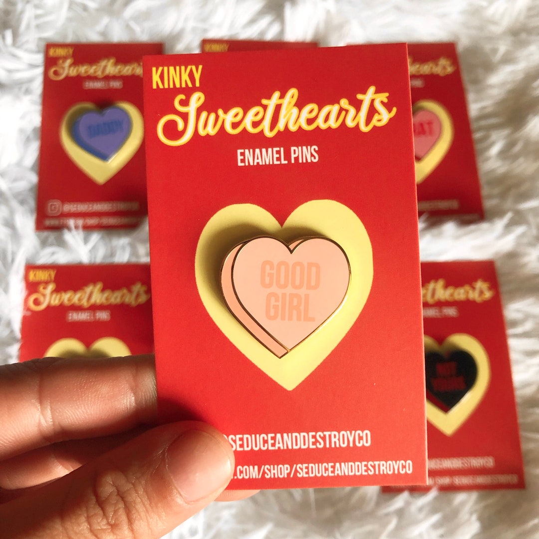 LOW STOCK Good Girl Kinky Sweethearts Enamel Pins | Valentine's Day Gift, Gold Hard Enamel Pin ...