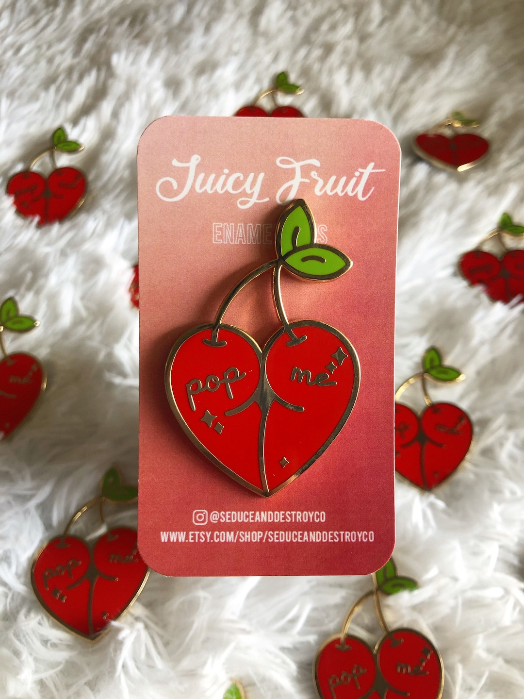 Pop Me Cherry Butt Enamel Pin | Sassy, Punny, Puns, Hard Enamel Pins ...