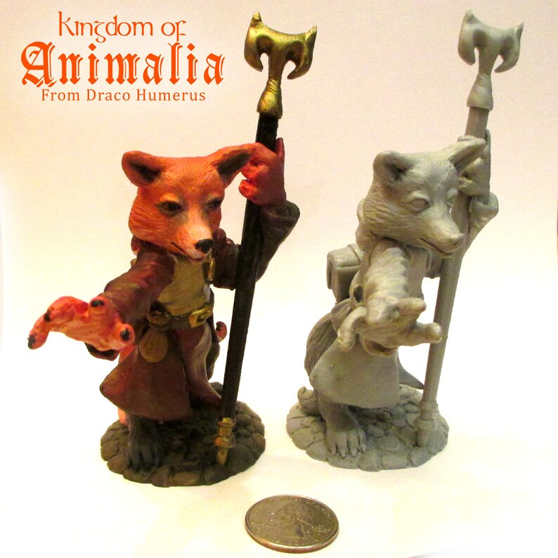 The Fox Wizard: Raynard the Red Resin Sculpture, Tabletop Miniature - Etsy