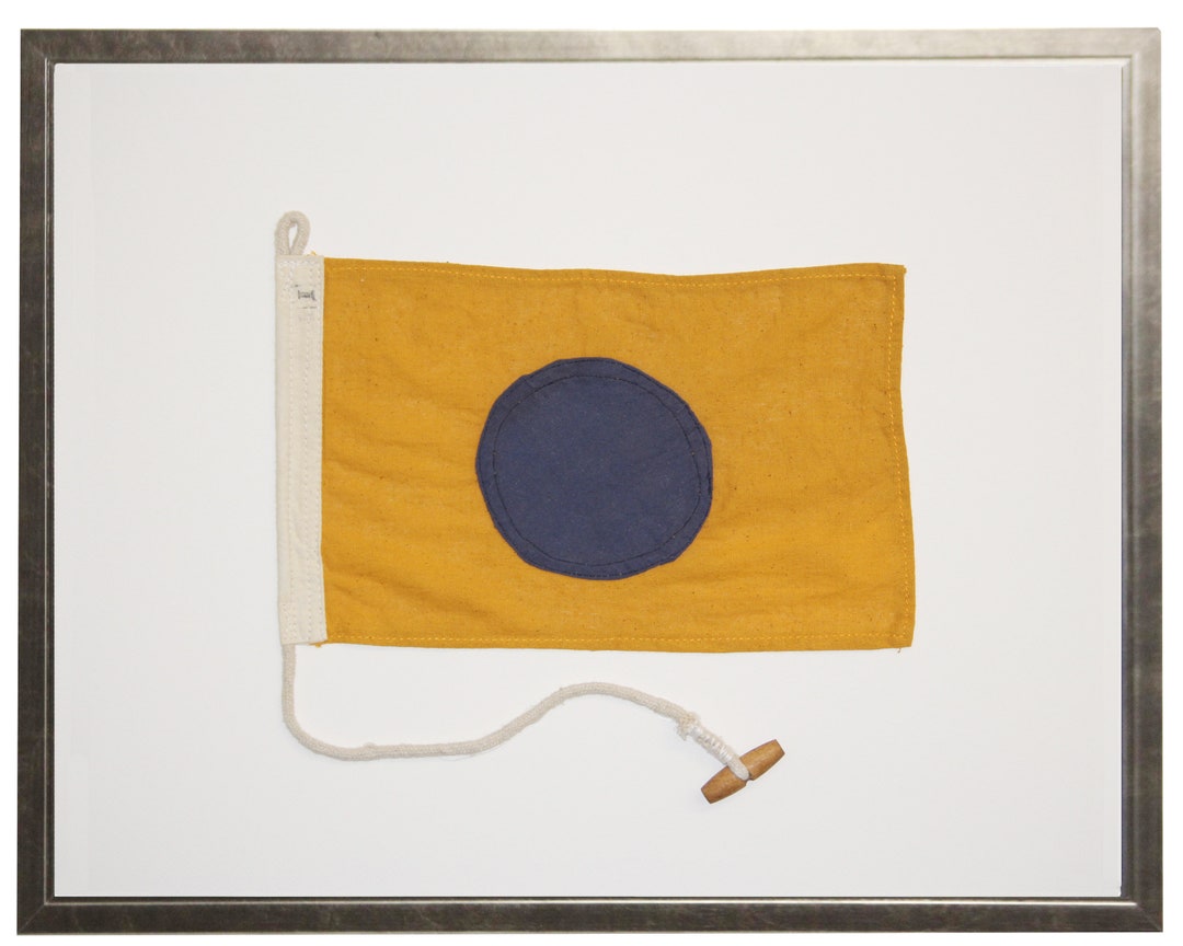 Framed Cotton Signal Flag in Red and White Shadowboxed in a Wooden ...