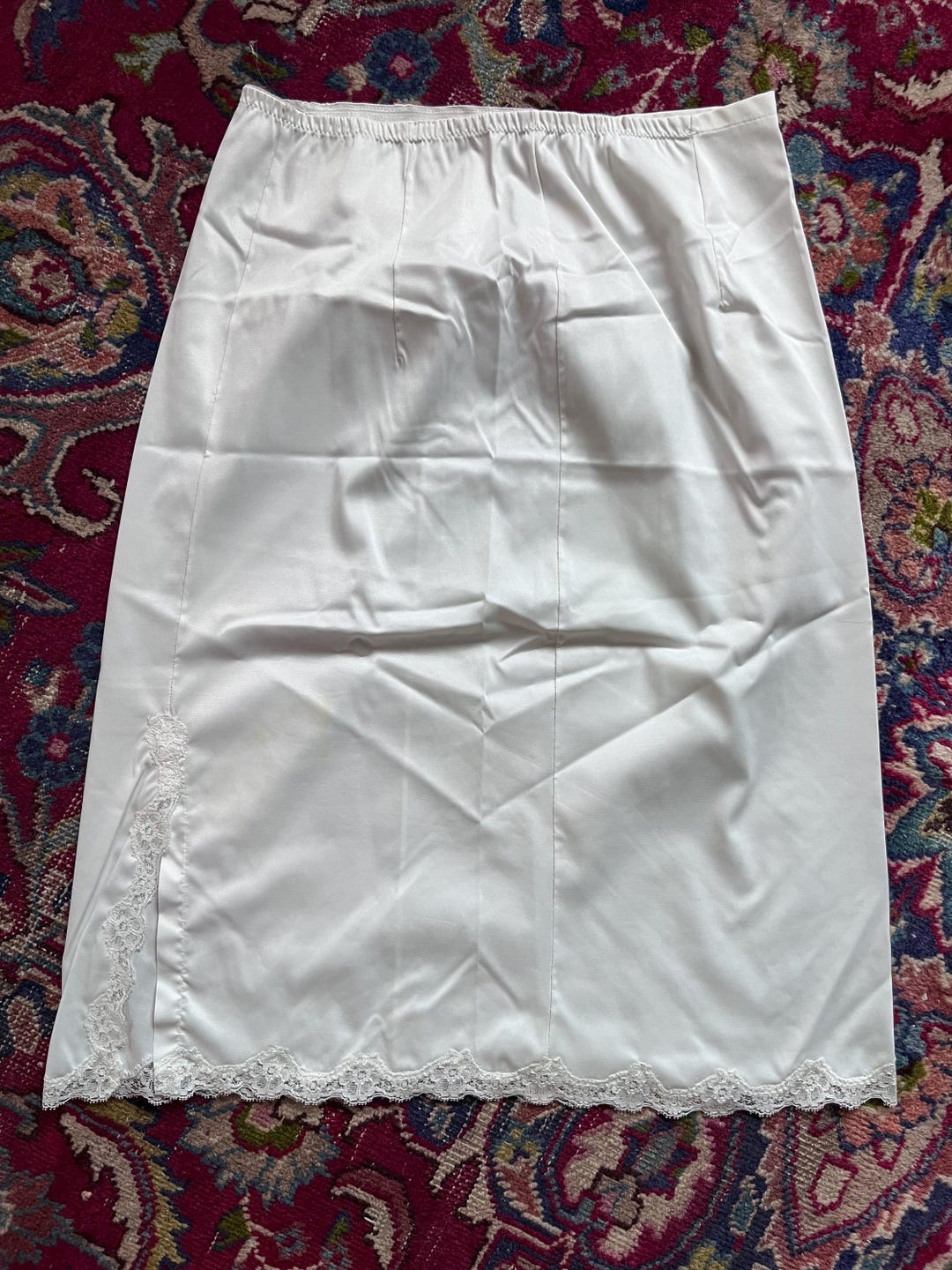 Vintage White Nylon Slip Small Lace Midi - Etsy