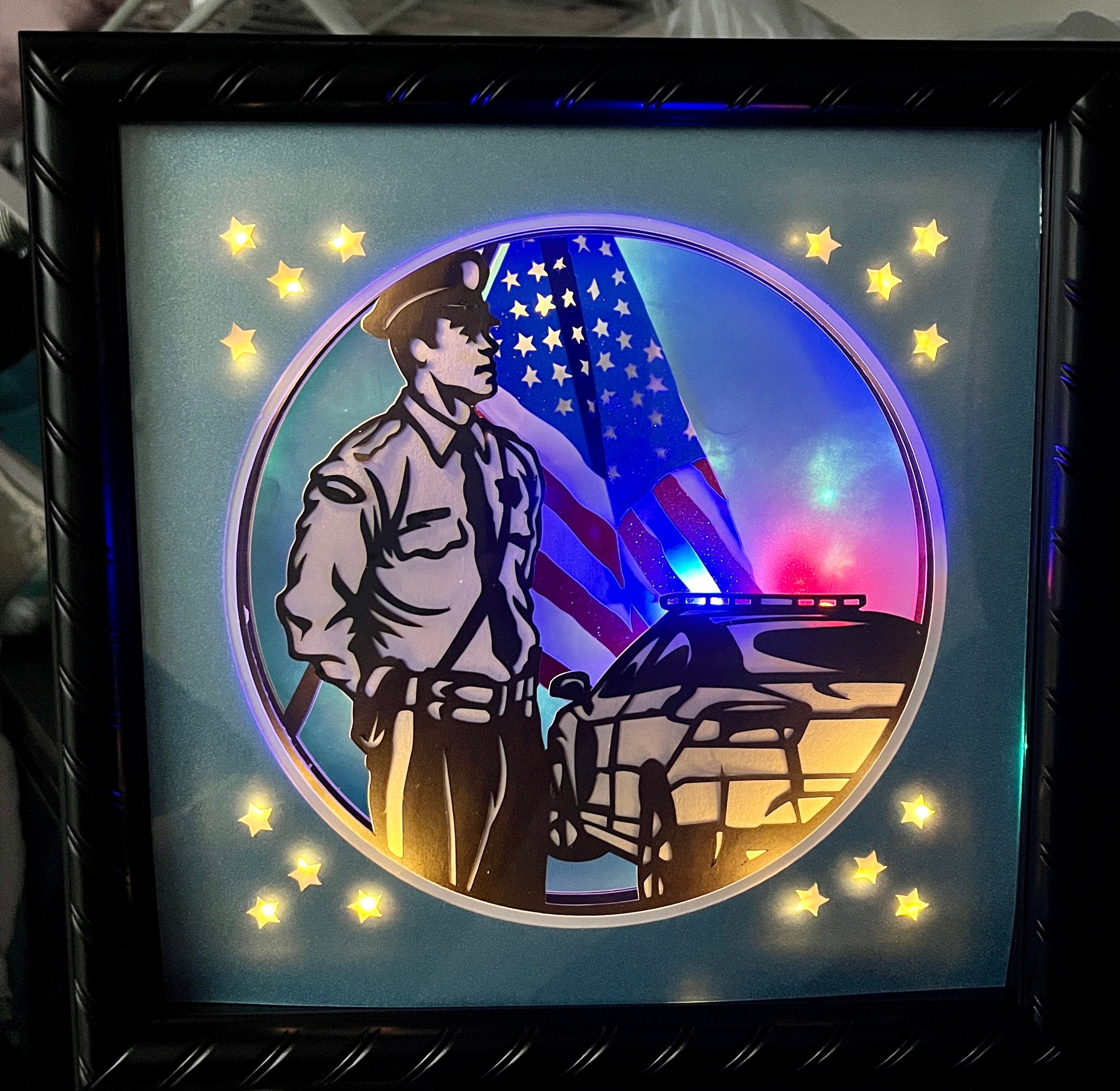 Policeman First Responder Light up Shadow Box Police Car - Etsy