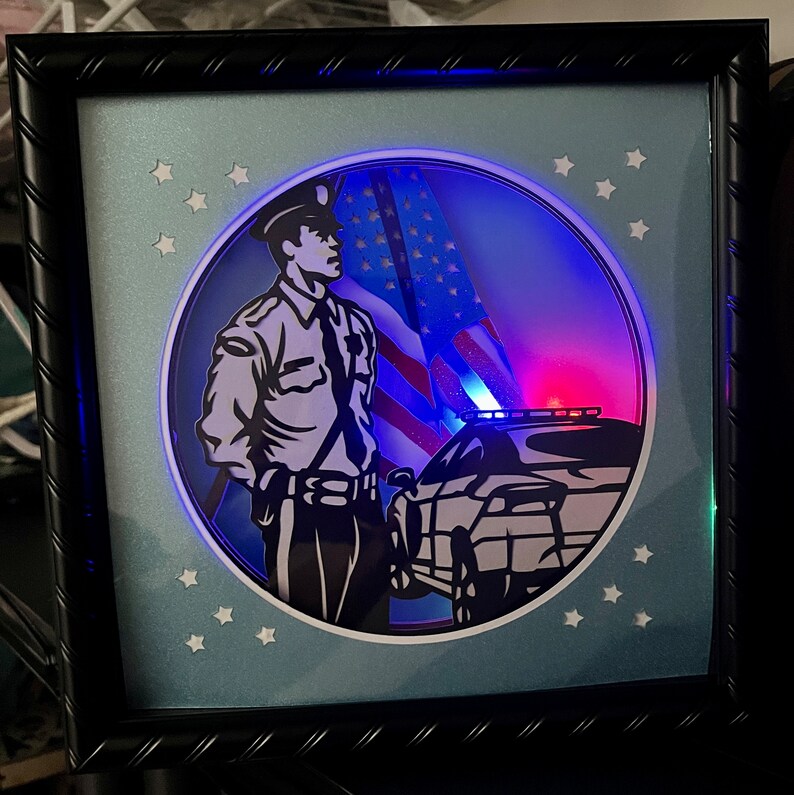 Policeman First Responder Light up Shadow Box Police Car - Etsy