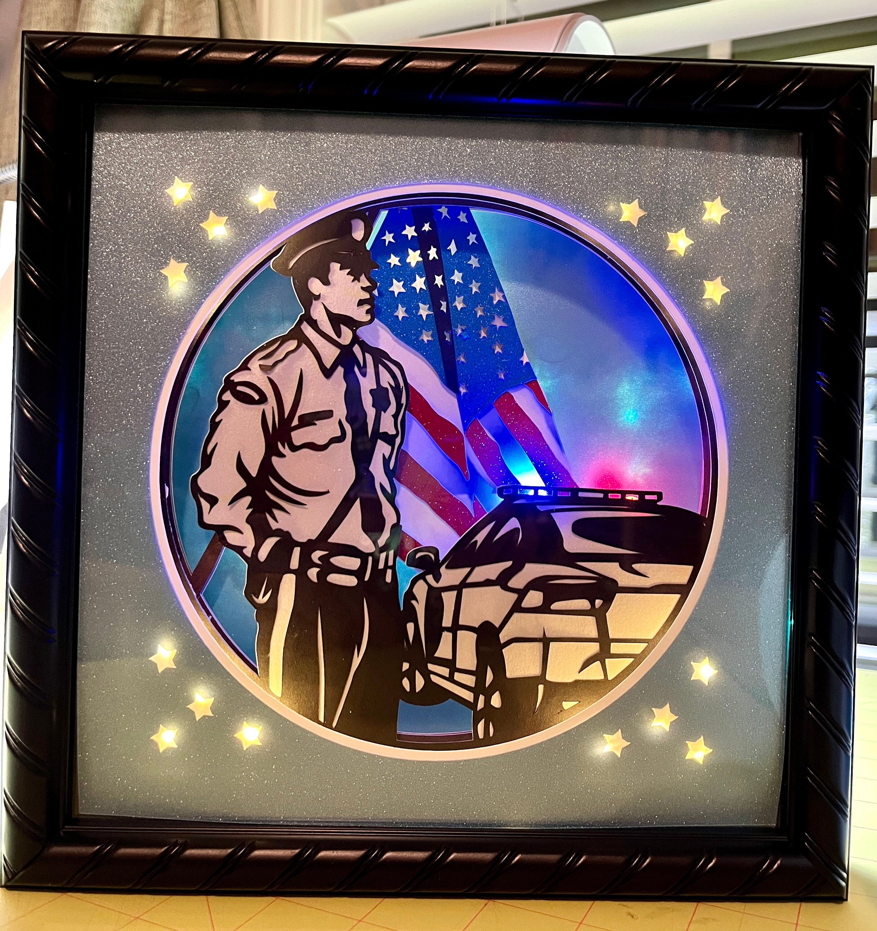 Policeman First Responder Light up Shadow Box Police Car - Etsy