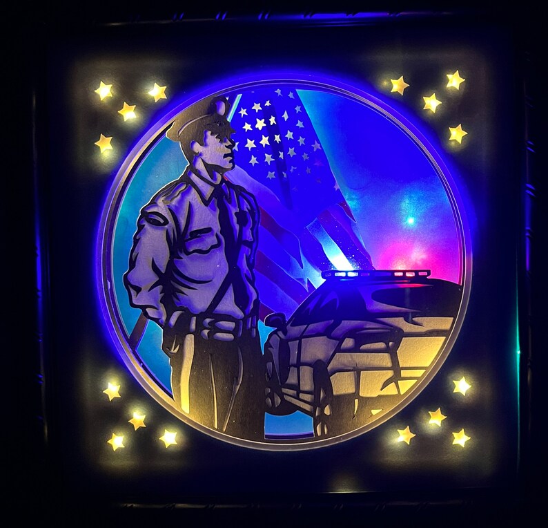 Policeman First Responder Light up Shadow Box Police Car - Etsy