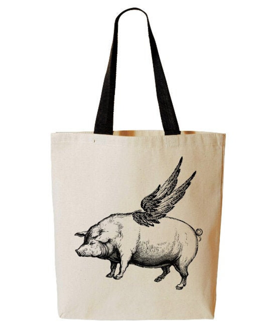 Flying Pig Tote Bag Funny Tote Pig With Wings Farm Animal | Etsy