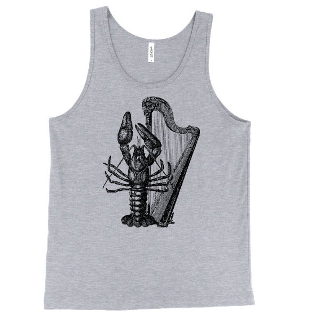 Musical Lobster Tank Top, Playing Harp, Funny Ocean Animal, Beach Tank ...