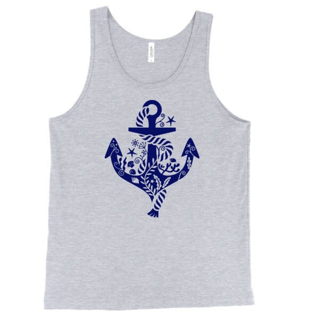 Nautical Anchor Tank Top, Whimsical Beach Design, Ringspun Cotton - Etsy