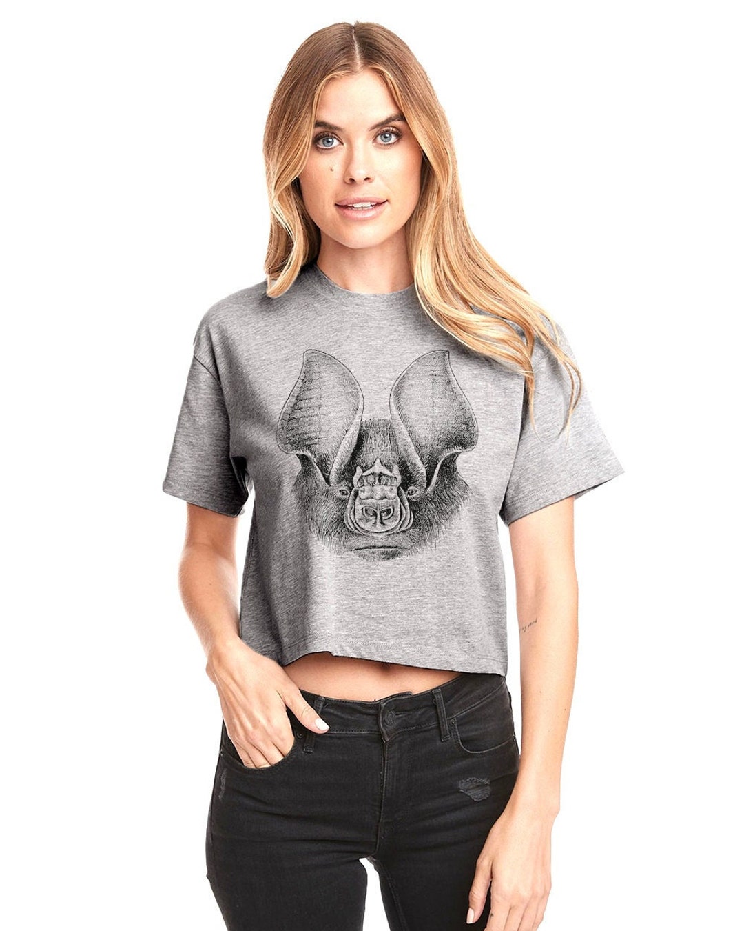 Womens Crop Top Tshirt, Leaf Nosed Bat, Halloween, Horror Macabre Soft ...