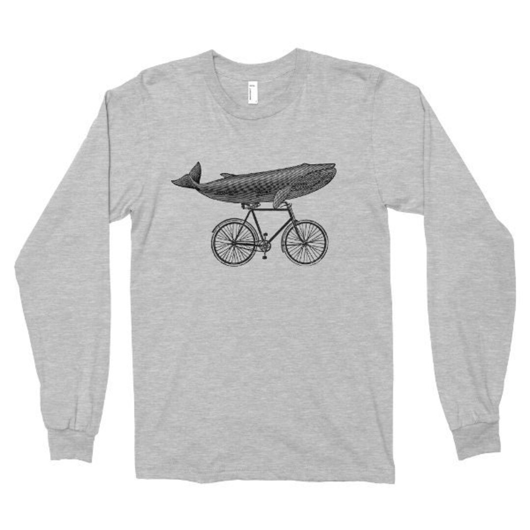 Long Sleeve Shirt Whale on Bicycle Tshirt Whale Riding Bike - Etsy
