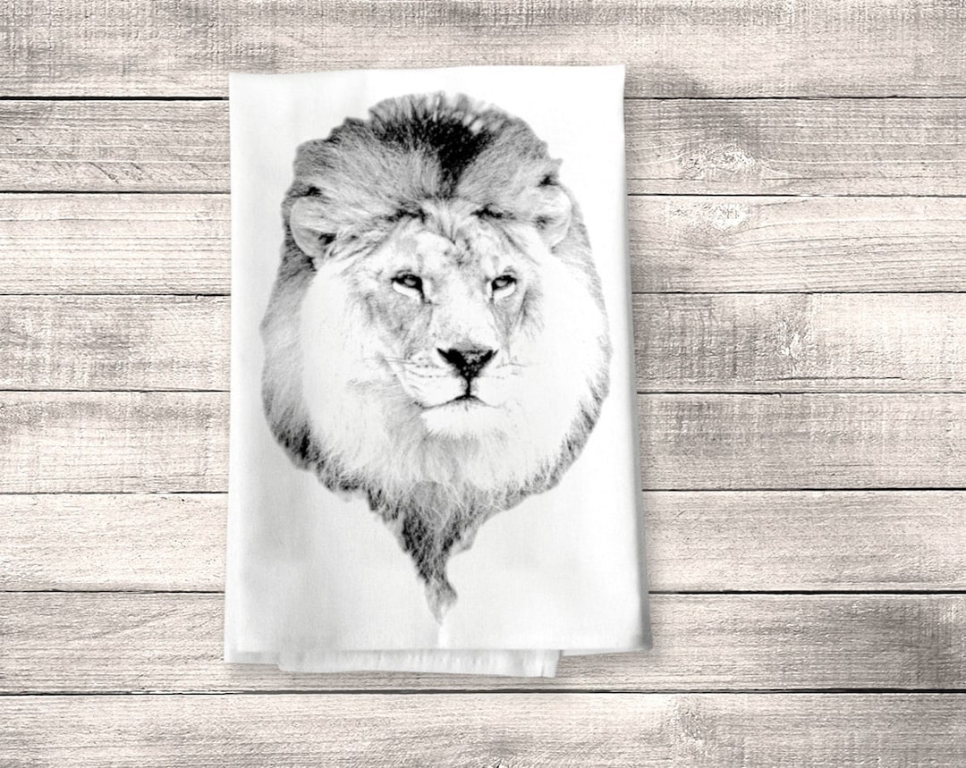 African Animal Towel, Lion Flour Sack Towel, Kitchen Towel, Dish Towel ...