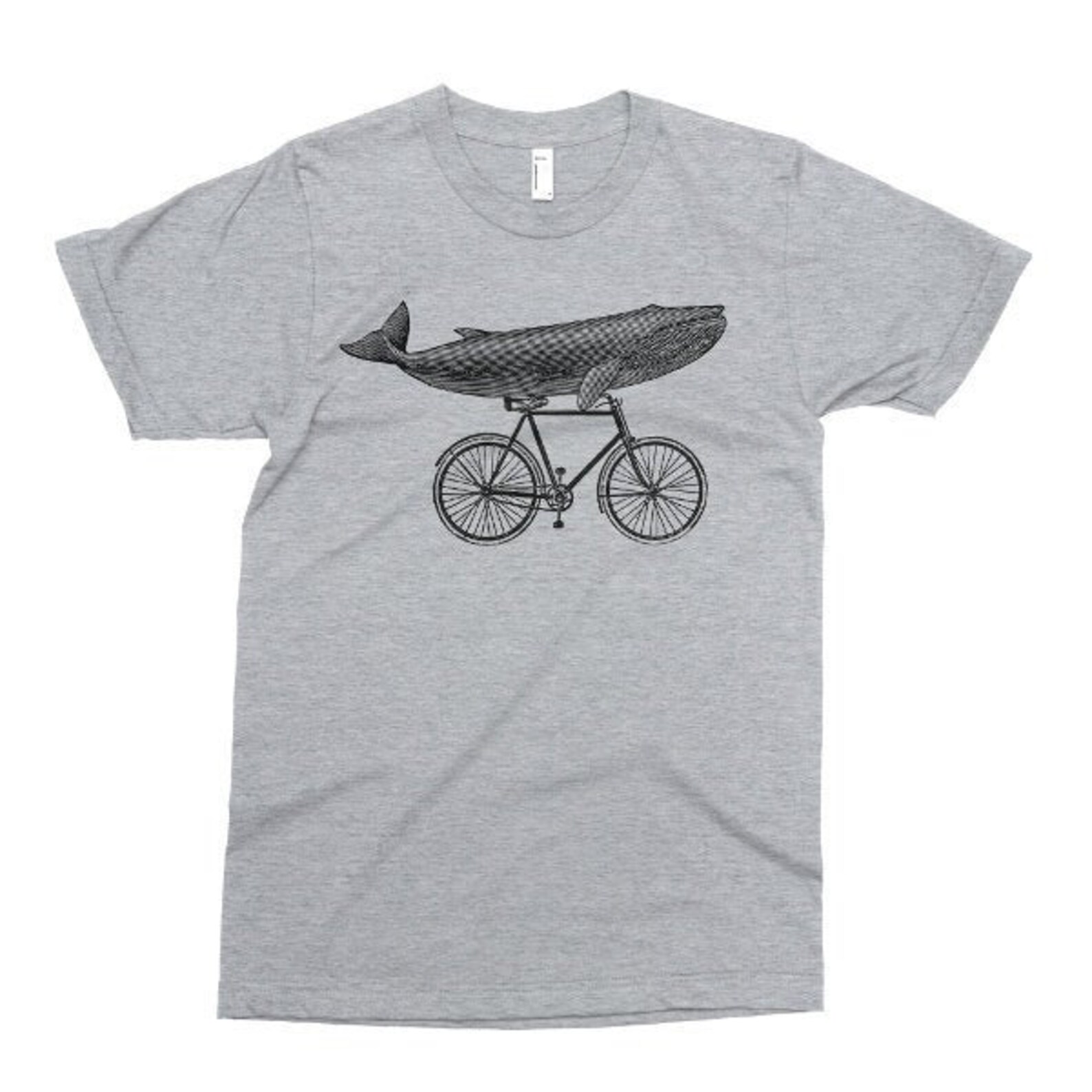 Whale Riding Bicycle T Shirt Printed on Soft Ringspun Cotton - Etsy