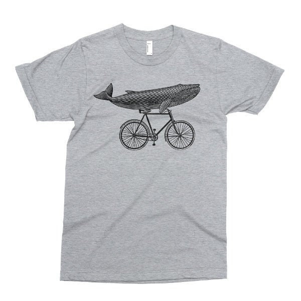 Whale Riding Bicycle T Shirt Printed on Soft Ringspun Cotton - Etsy