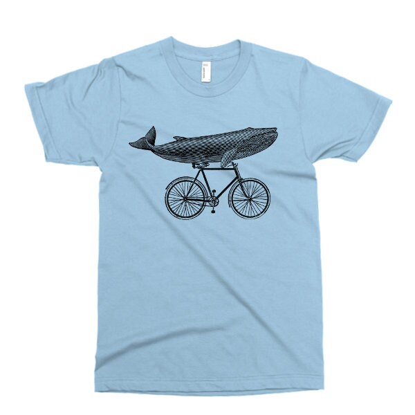 Whale Riding Bicycle T Shirt Printed on Soft Ringspun Cotton - Etsy