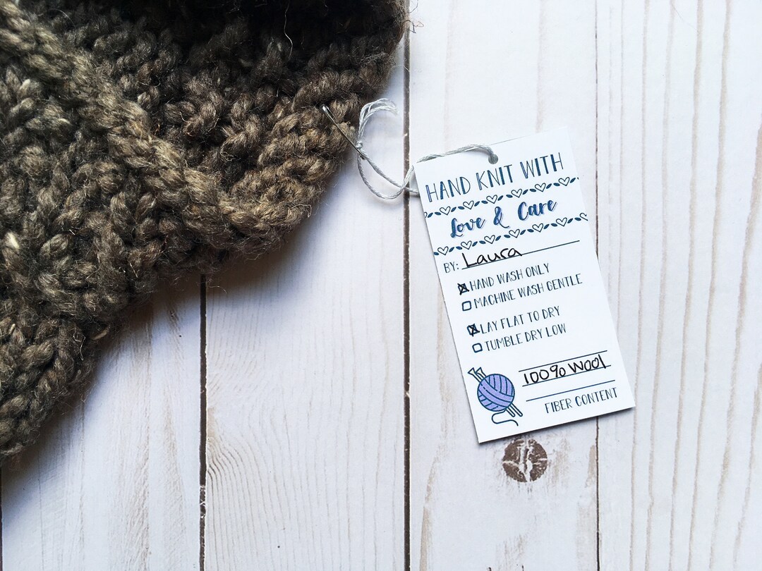Knit Care Instructions Tag: Handmade Clothing Labels (PDF & PNG) - Etsy