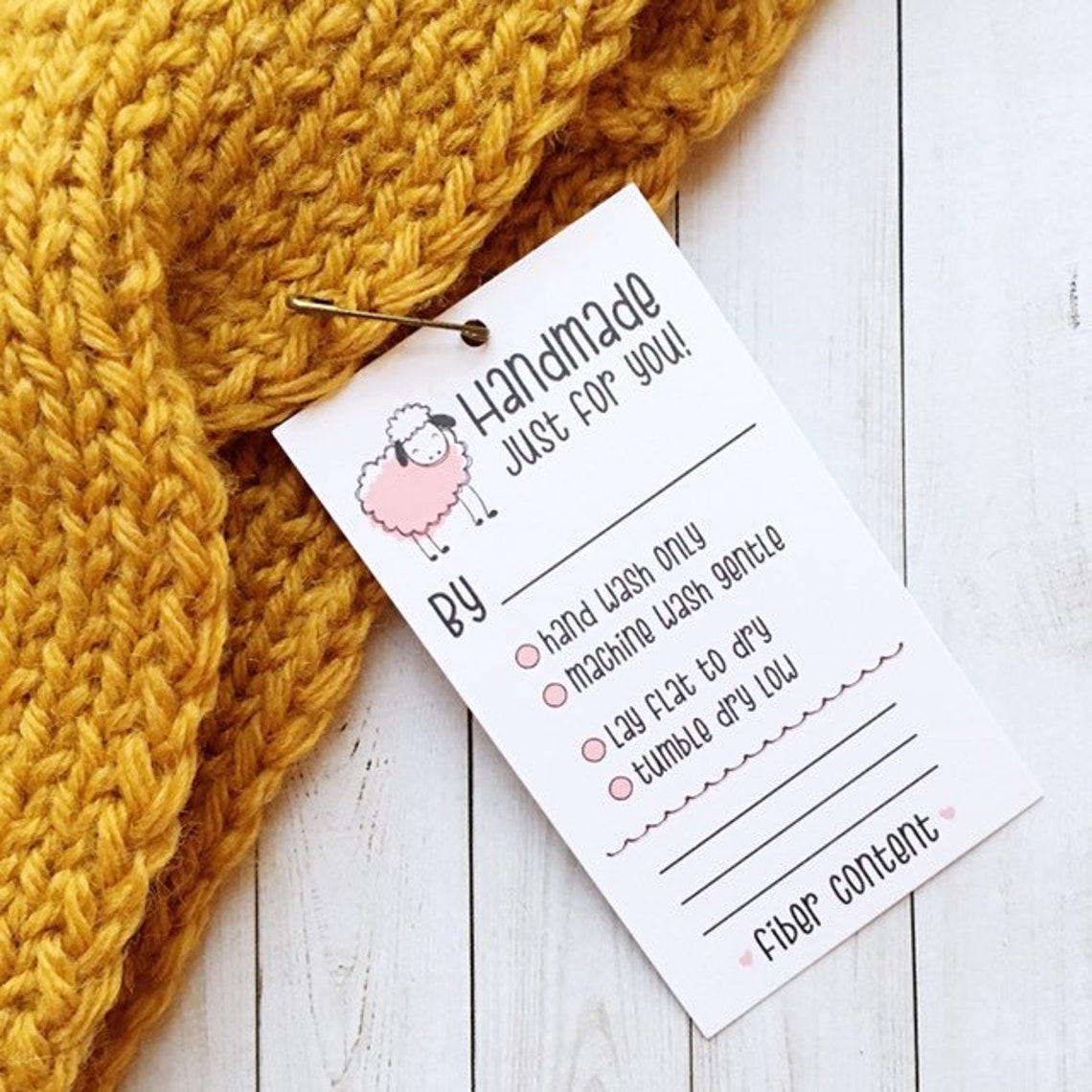 10, 25 or 50 PRINTED Cute Sheep Handmade by Tag - Handmade for You ...
