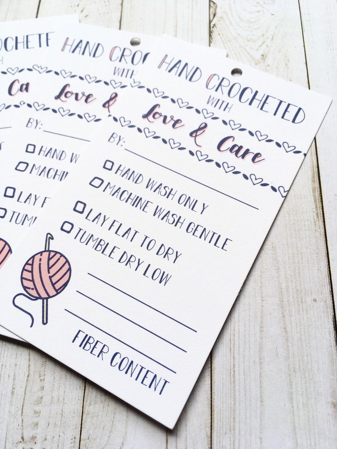 Set of 10 25 or 50 PRINTED Hand Crochet Care Tags Care - Etsy