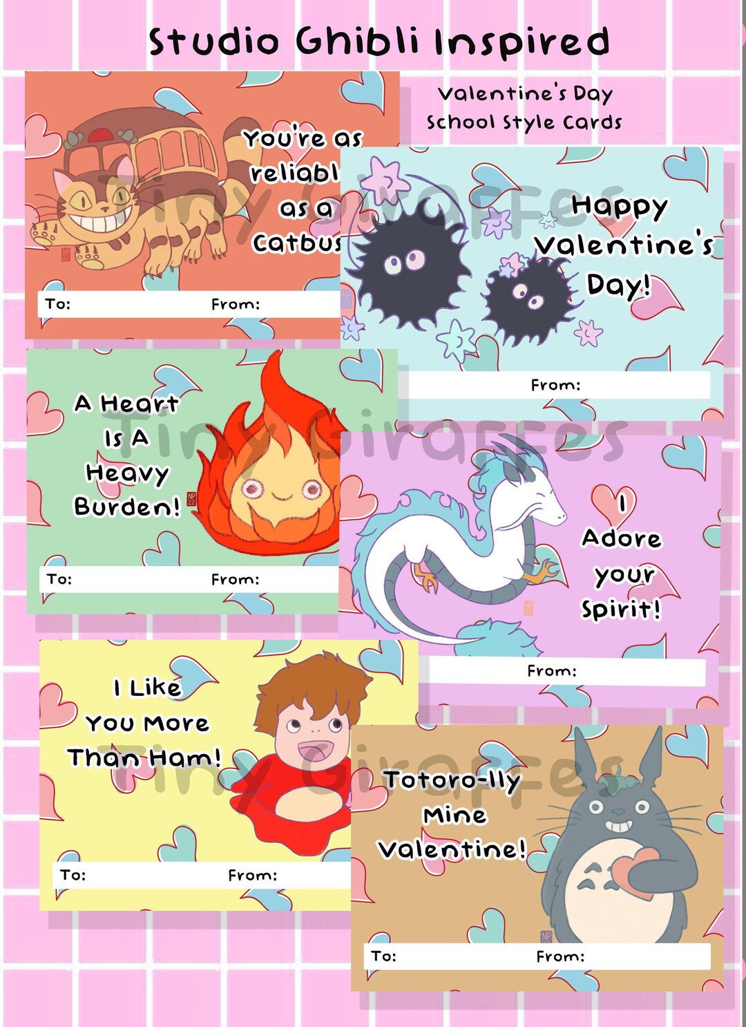 Studio Ghibli Inspired INSTANT DOWNLOAD Valentine's Day Cards, School Valentine's Day Cards ...