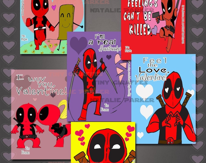 Deadpool Inspired INSTANT DOWNLOAD Valentine's Day Cards, School ...