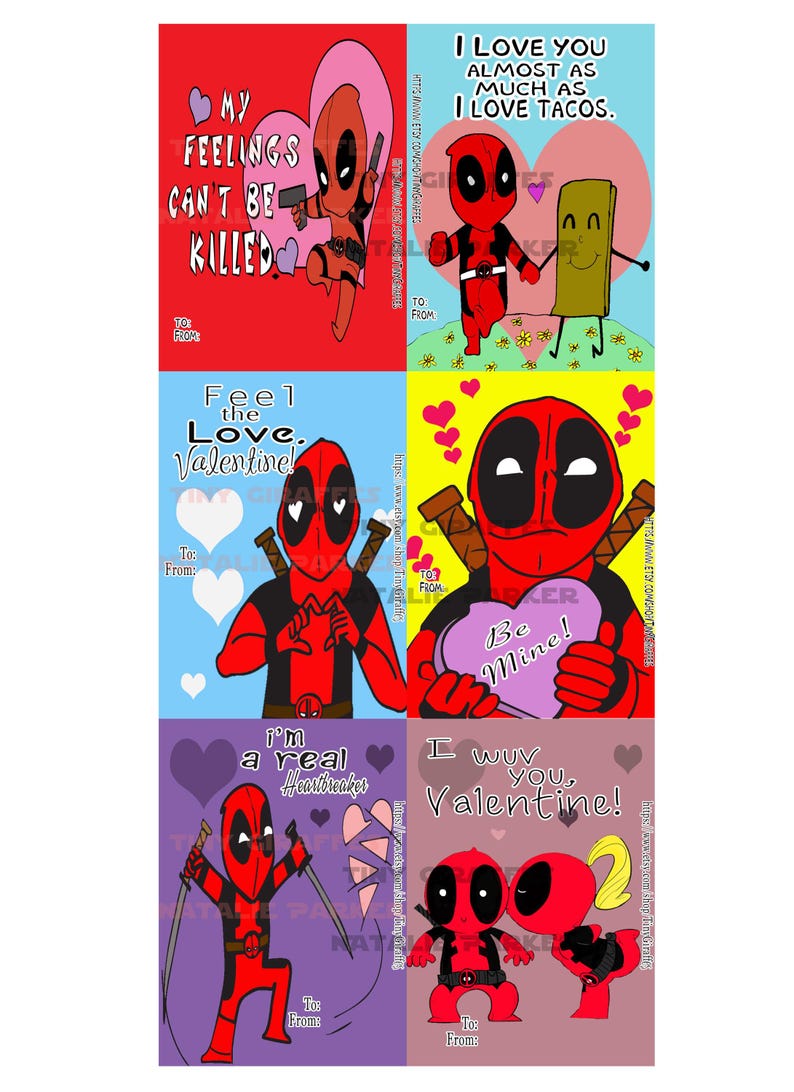 Deadpool Inspired INSTANT DOWNLOAD Valentine's Day Cards, School ...