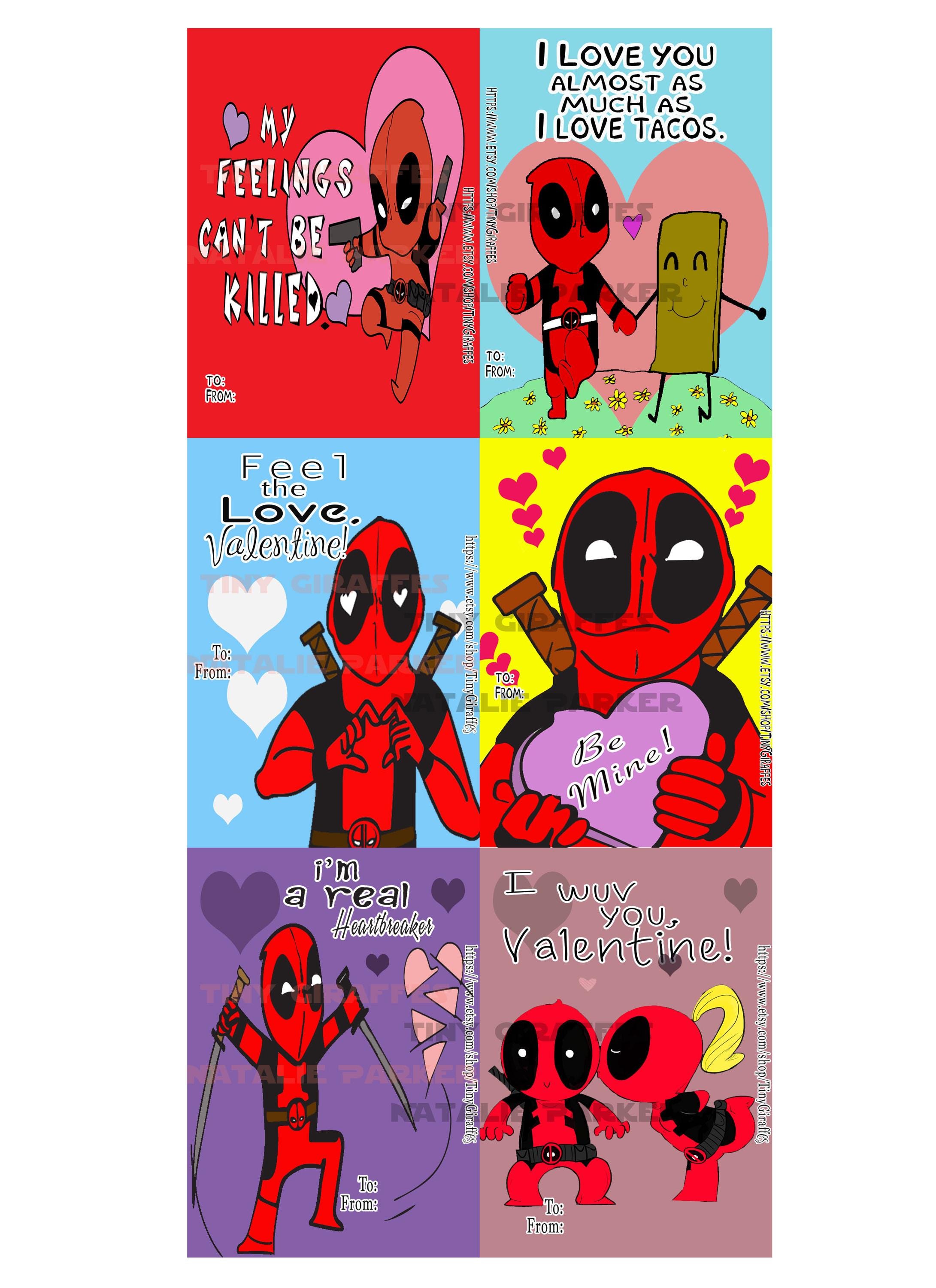 Deadpool Inspired INSTANT DOWNLOAD Valentine's Day Cards, School ...
