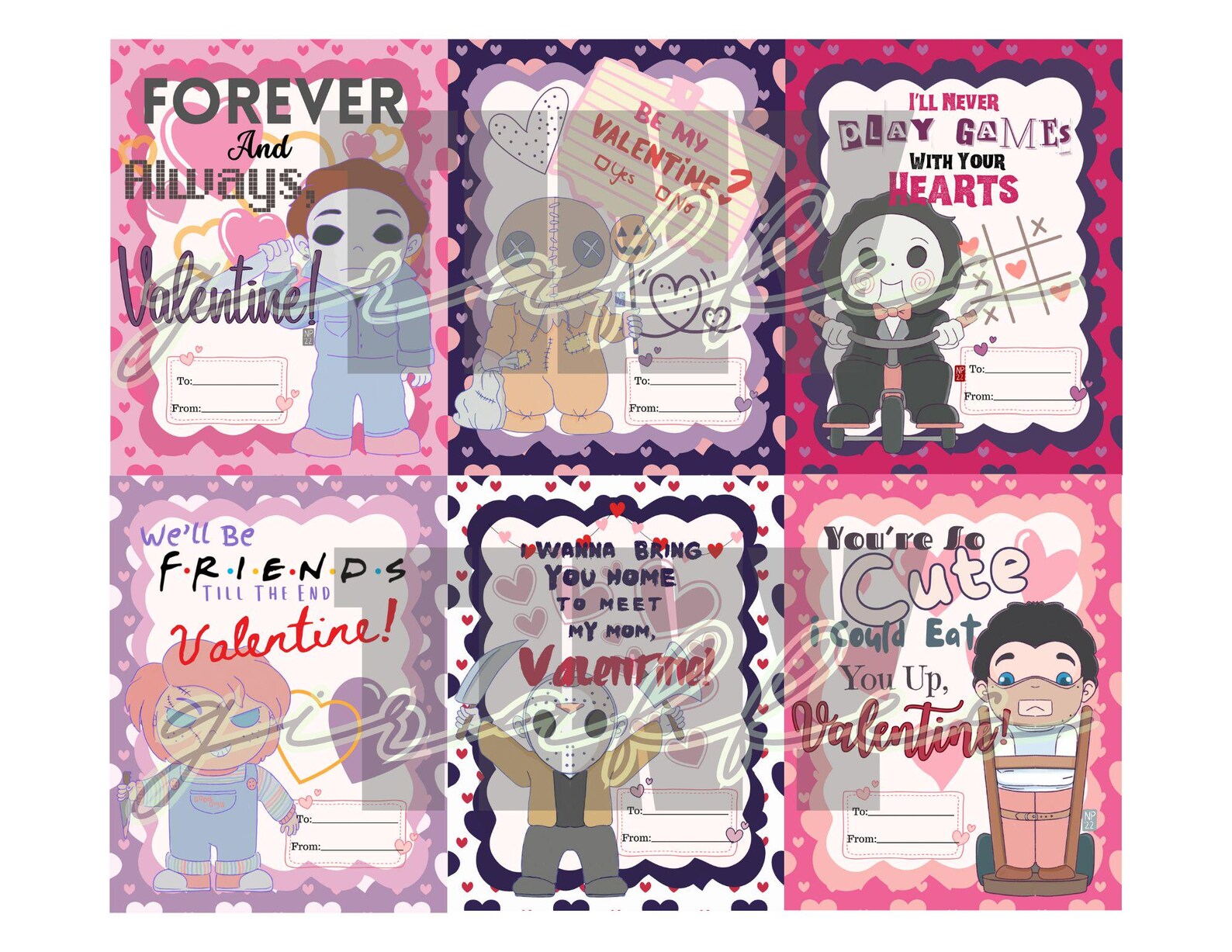 Horror Film Cute Legends Inspired INSTANT DOWNLOAD Valentine's Day ...