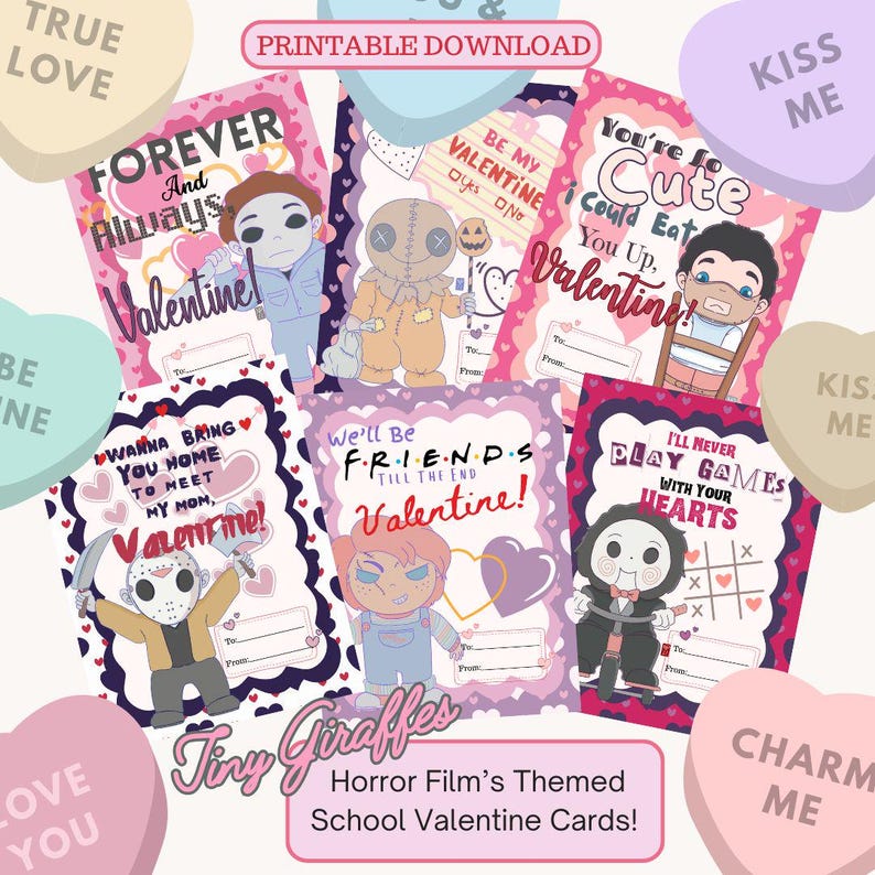 Horror Film Cute Legends Inspired INSTANT DOWNLOAD Valentine's Day ...