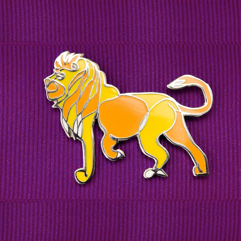 Enamel Pin Badge, Enamel Pin, Lion Enamel Pin, Fine Art Pin, Lion ...