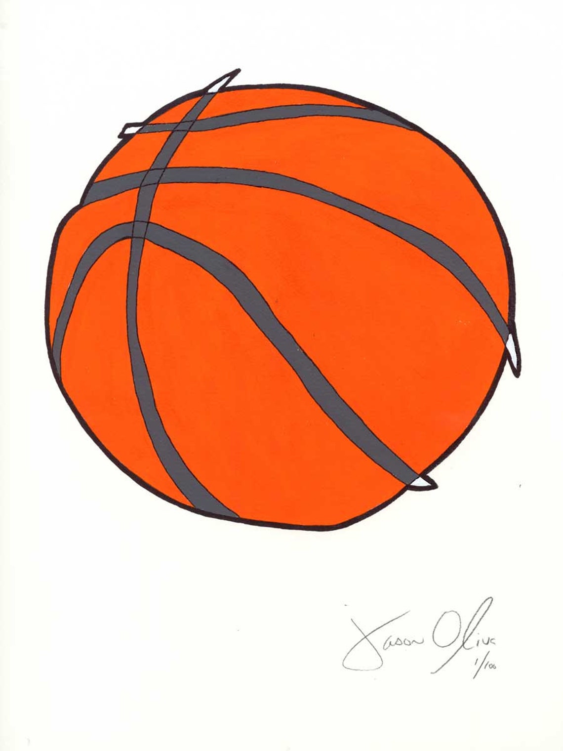 Basketball, Small grey: Hand Painted, Framed and Signed Edition of 100 ...