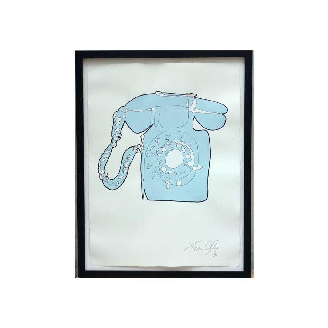 PHONE, Medium (color): Hand Painted Work on Paper Framed and Signed ...